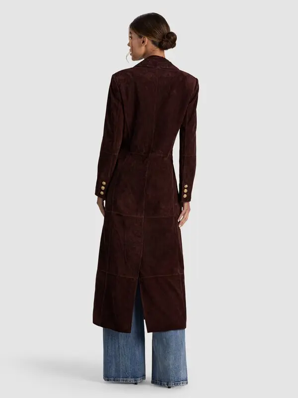Alice + Olivia Irvin Suede Slim Maxi Blazer