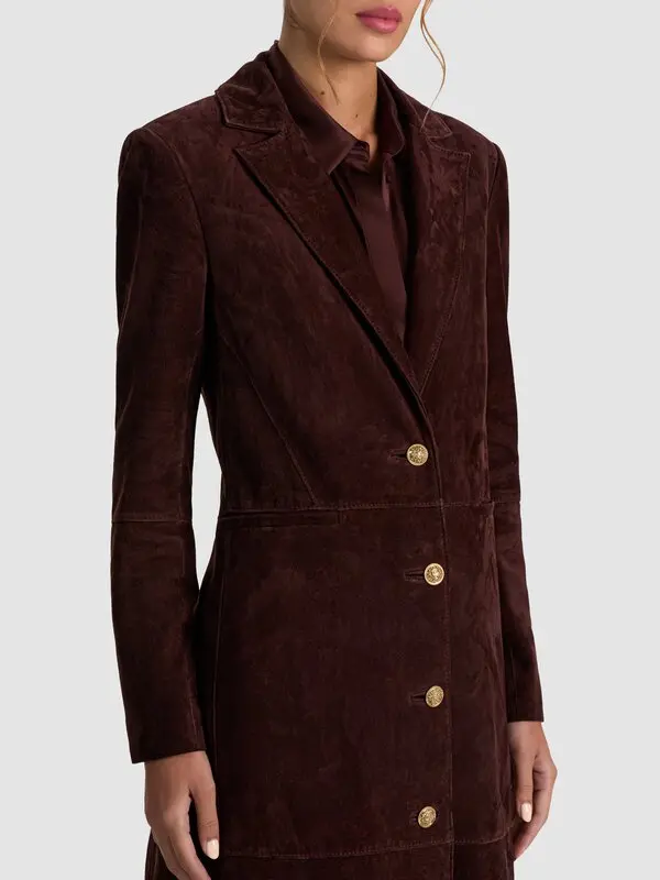 Alice + Olivia Irvin Suede Slim Maxi Blazer