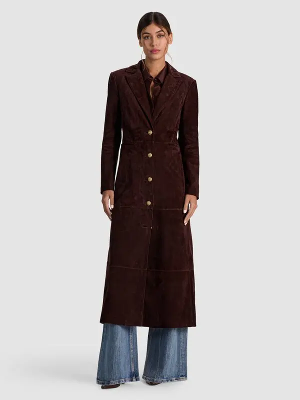 Alice + Olivia Irvin Suede Slim Maxi Blazer
