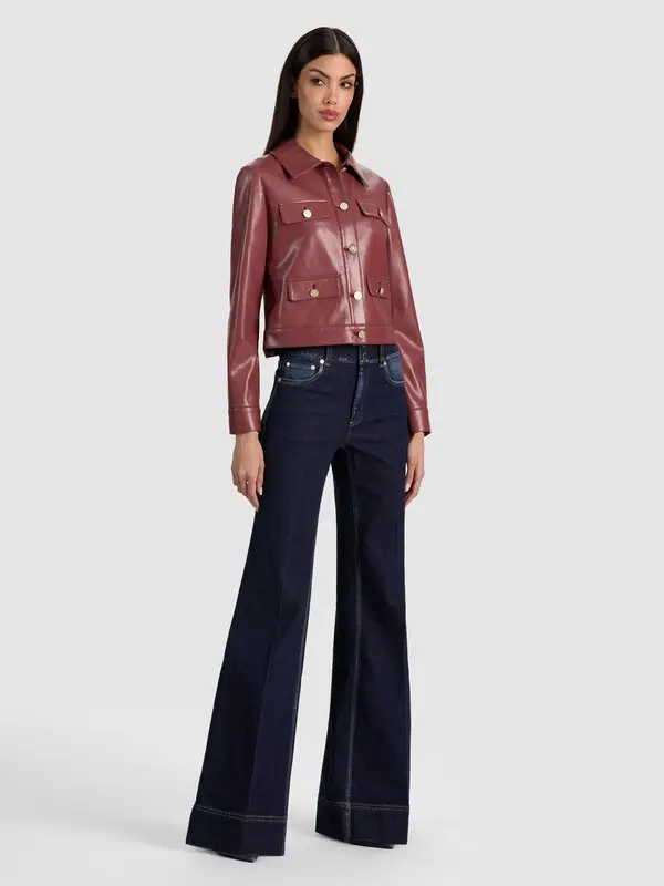 Alice + Olivia Alex Vegan Cropped Jacket