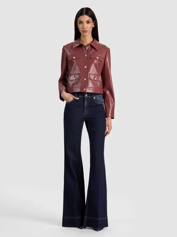 Alice + Olivia Alex Vegan Cropped Jacket