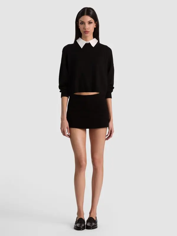 Alice + Olivia Rhett Cropped Merino Wool Pullover With Detachable Collar