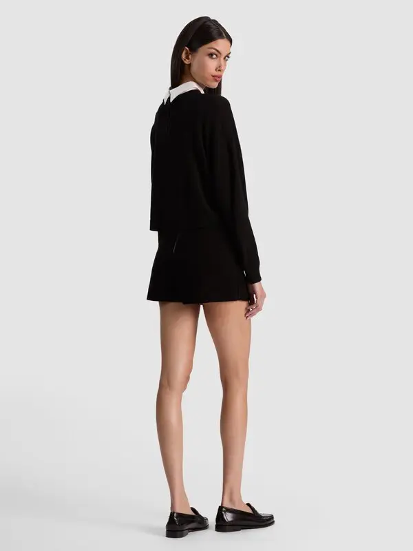 Alice + Olivia Rhett Cropped Merino Wool Pullover With Detachable Collar
