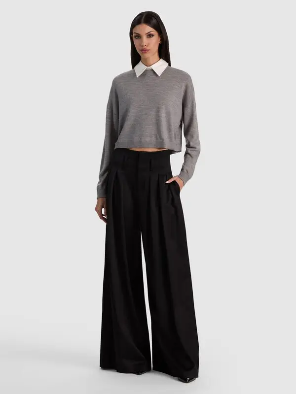 Alice + Olivia Rhett Wool Pullover With Detachable Collar - Medium Heather Grey
