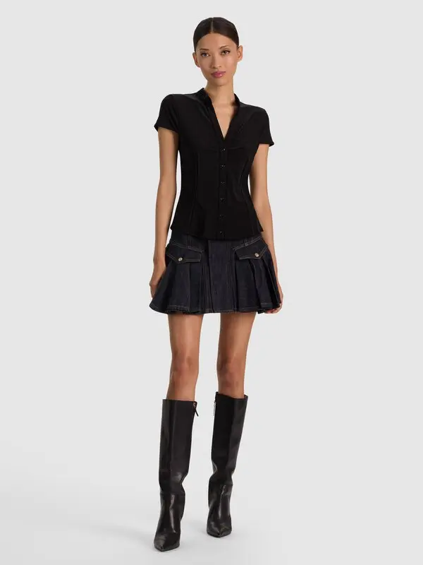 Alice + Olivia Freya Cap Sleeve Top