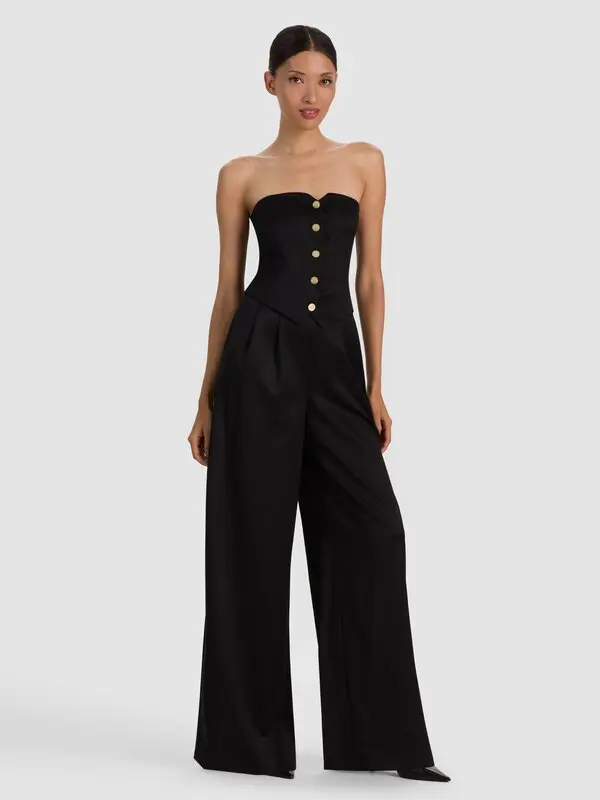 Alice + Olivia Kelcey Strapless Wool Jumpsuit