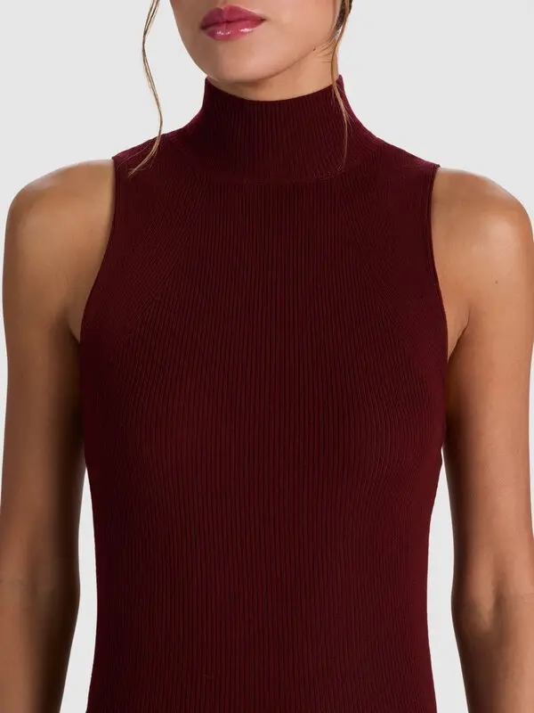 Alice + Olivia Darcey Wool Sleeveless Turtleneck - Cognac