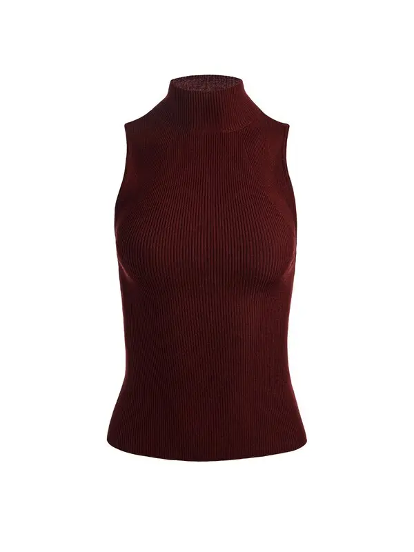 Alice + Olivia Darcey Wool Sleeveless Turtleneck - Cognac