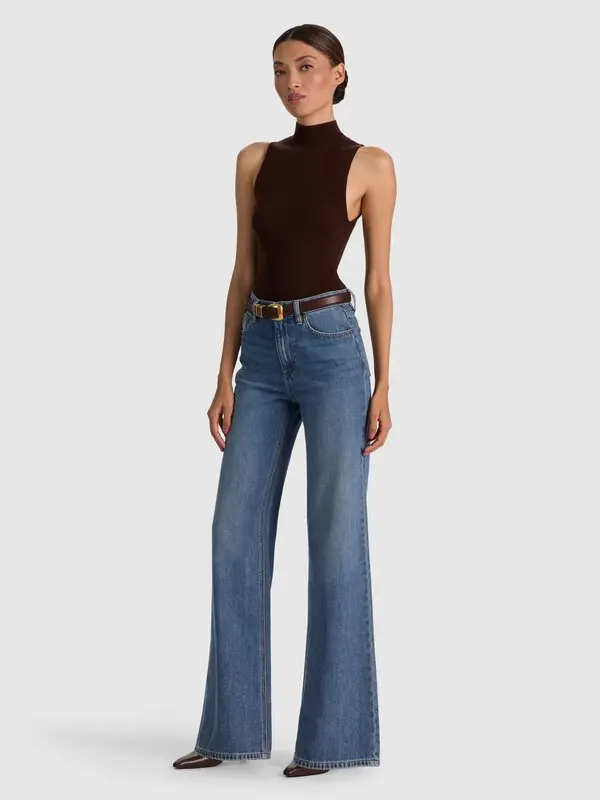 Alice + Olivia Darcey Wool Sleeveless Turtleneck Tank - Dark Chocolate
