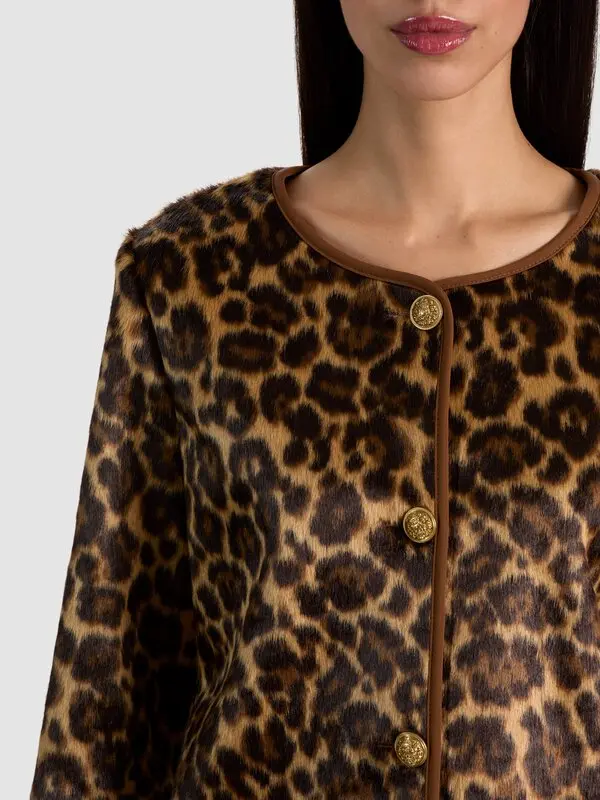 Alice + Olivia Alma Faux Fur Leopard Print Coat