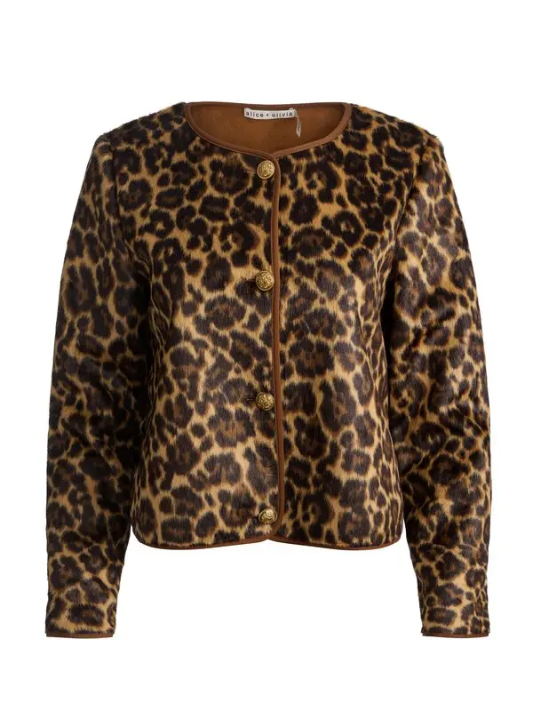 Alice + Olivia Alma Faux Fur Leopard Print Coat