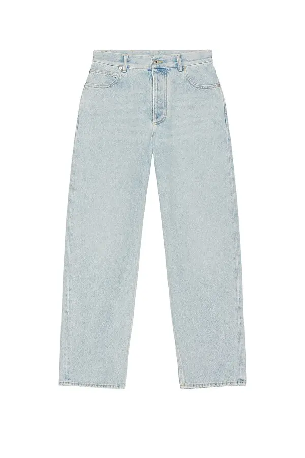 Bottega Veneta Sky Bleached Intrecciato Detail Wide Leg Denim