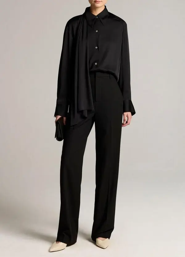 Vince Elsa Fine Suiting High-rise Straight-leg Trouser - Black