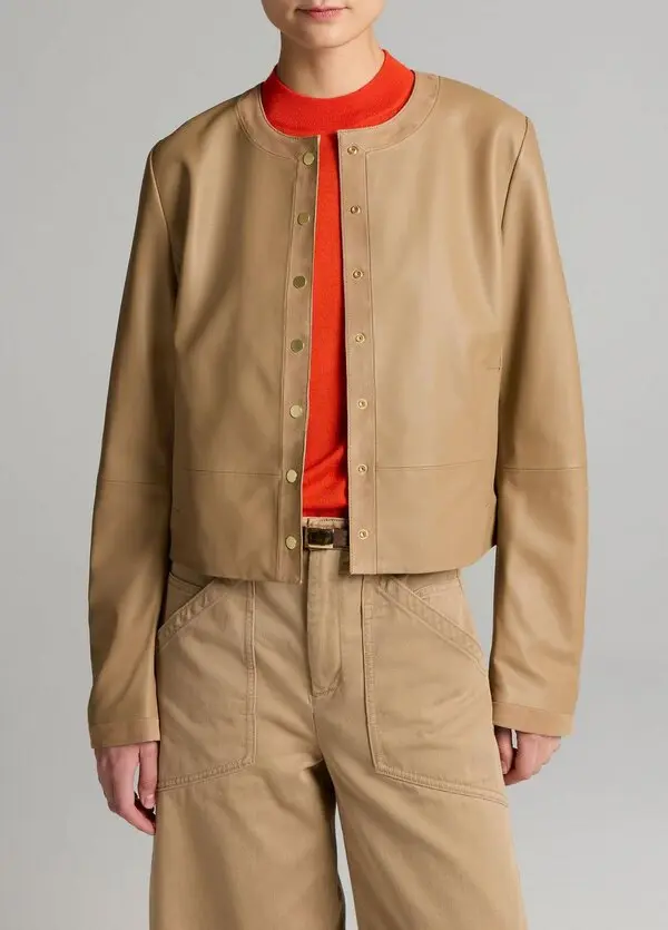 Vince Suede-trimmed Leather Cropped Jacket - Carmello