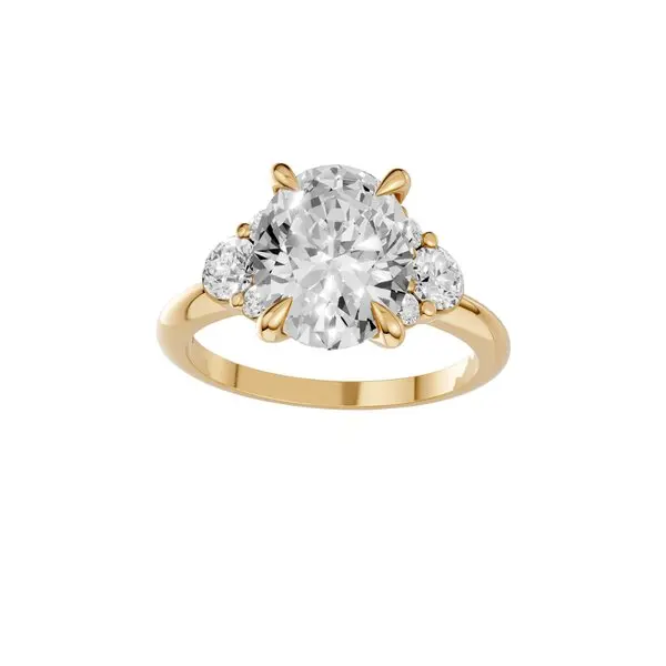 AYA FINE JEWELRY Oval Lab Diamond With Round Side Stones Bridal Promise Ring For In 10k Gold - Yellow