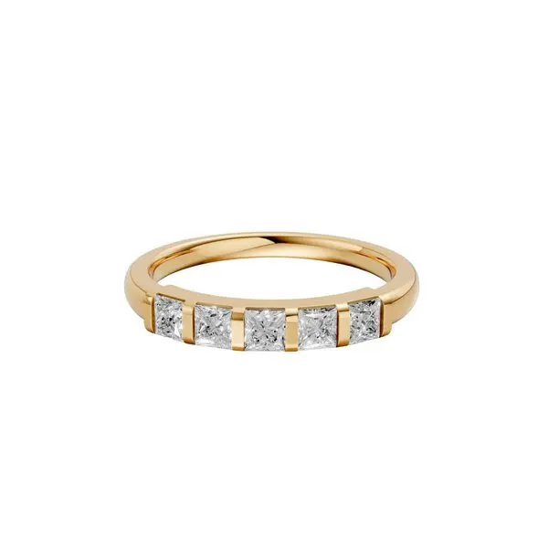 AYA FINE JEWELRY Margaux Princess Cut Lab Grown Diamond Channel Set Wedding Band - Yellow