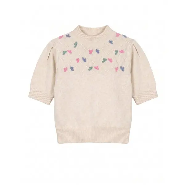 TANTRA SPAIN SL Short-sleeved Sweater With Embroidered Birds