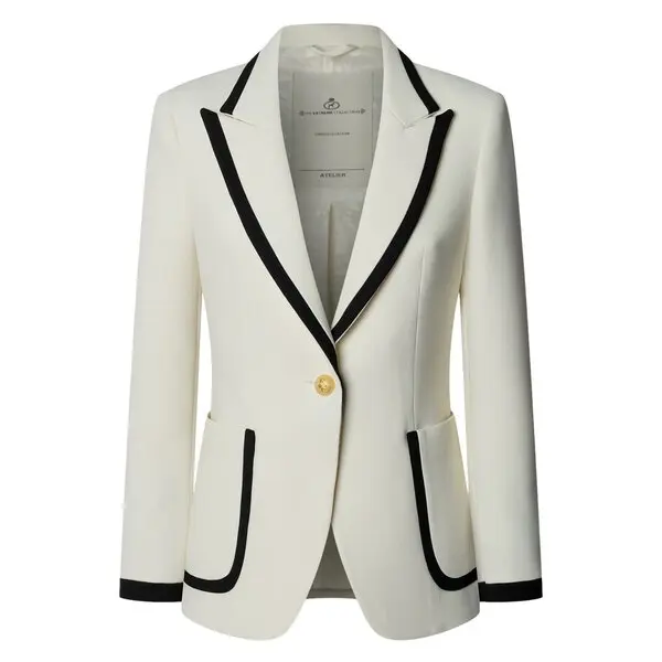 THE EXTREME COLLECTION Black / White Two-tone Blazer With Piping Laurent