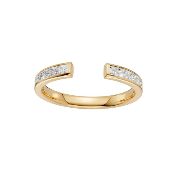 AYA FINE JEWELRY 0.48 Ctw Princess Cut Lab Grown Diamond Open Band Ring In 14kt Solid Gold - Yellow