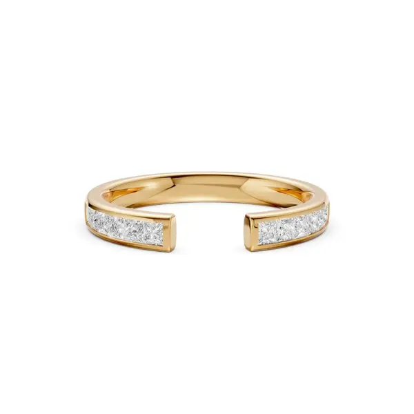 AYA FINE JEWELRY Laurel Princess Cut Lab Grown Diamond Channel Set Open Ring - Yellow