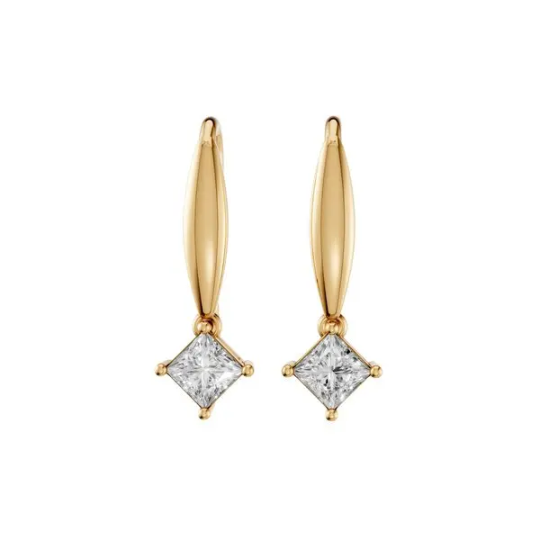 AYA FINE JEWELRY 1.00 Ctw Princess Cut Lab Grown Diamond Drop Earrings In 10kt Gold - Yellow