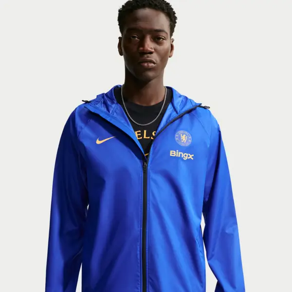Nike Chelsea Fc Academy Pro Storm-fit Hooded Rain Jacket - Blue