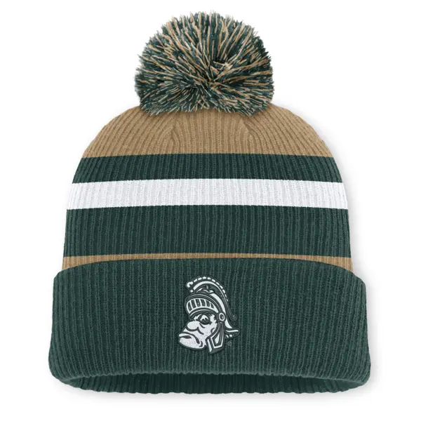 Nike Michigan State Legacy Striped College Cuffed Pom Beanie