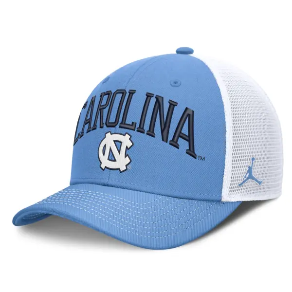 JORDAN Brand North Carolina Primetime Arched Trucker Adjustable Hat - Blue