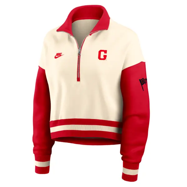 Nike Georgia Legacy College Cropped Oversized 1/4-zip Crew - Brown