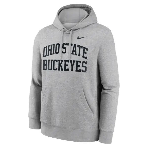 Nike Ohio State Primetime Arched Club College Pullover Hoodie - Grey