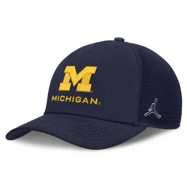 JORDAN Brand Michigan Sideline Rise Gameday Trucker Hat - Blue