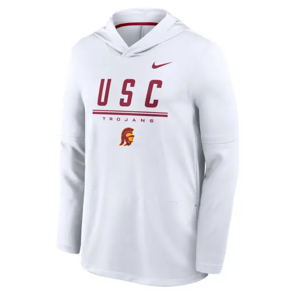 Nike Usc Sideline Dri-fit College Long-sleeve Hooded Top - White