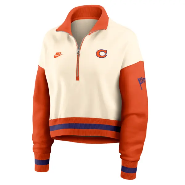 Nike Clemson Legacy College Cropped Oversized 1/4-zip Crew - Brown