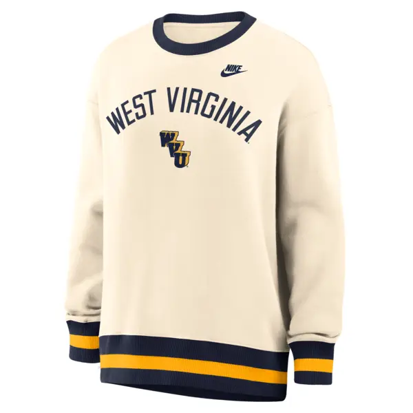 Nike West Virginia Legacy College Oversized Pullover Crew - Brown