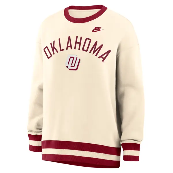 Nike Oklahoma Legacy College Oversized Pullover Crew - Brown