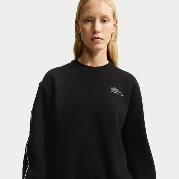 Nike Studio Fleece Medium Weight "graphic Pack Athletic Department" Crew - Black