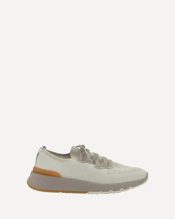 Brunello Cucinelli Cotton Knit Lace-up Sneakers - White