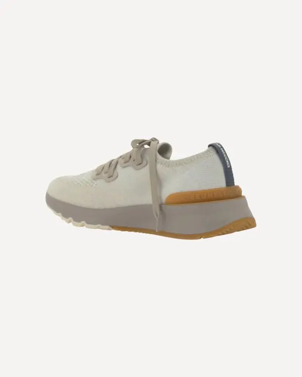Brunello Cucinelli Cotton Knit Lace-up Sneakers - White
