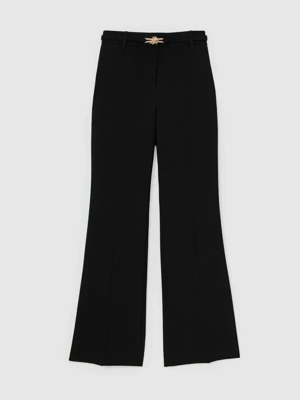 REISS Leona Flared Knot-hardware Belted Trousers