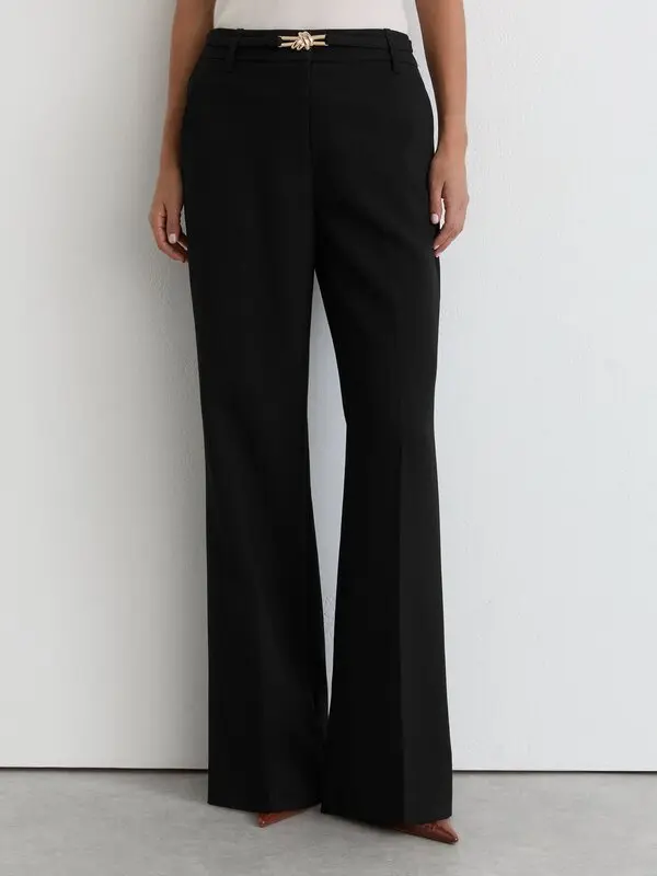 REISS Leona Flared Knot-hardware Belted Trousers