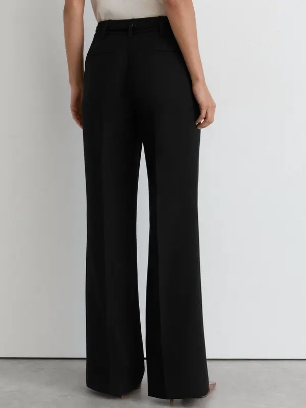 REISS Leona Flared Knot-hardware Belted Trousers