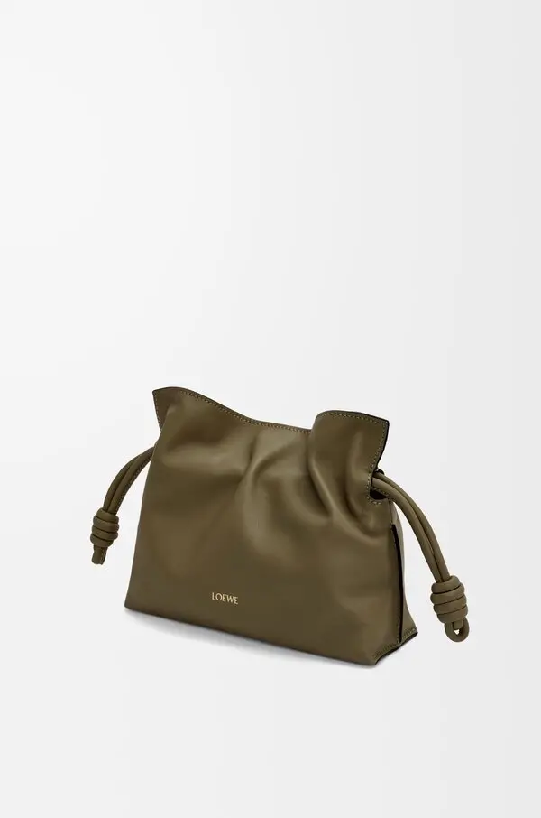 Loewe Mini Flamenco Clutch In Nappa Leather Skin - Dark Khaki
