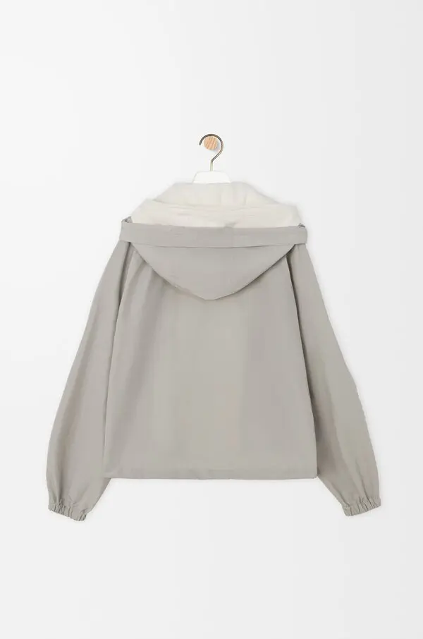 Loewe Technical Cotton Shell Parka With Detachable Leather Hood - Light Grey