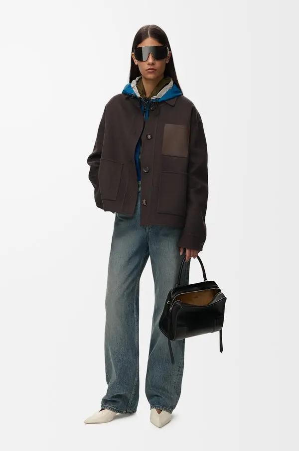 Loewe Workwear Jacket In Wool And Cashmere - Brown/grey