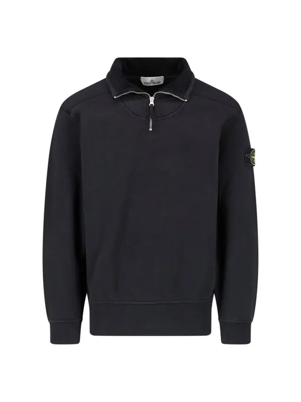Stone Island Zip Hoodie - Black