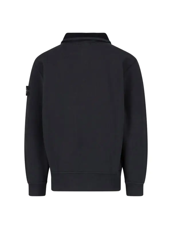 Stone Island Zip Hoodie - Black