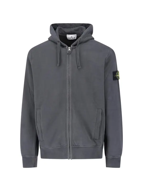 Stone Island Zip Hoodie "compass - Gray