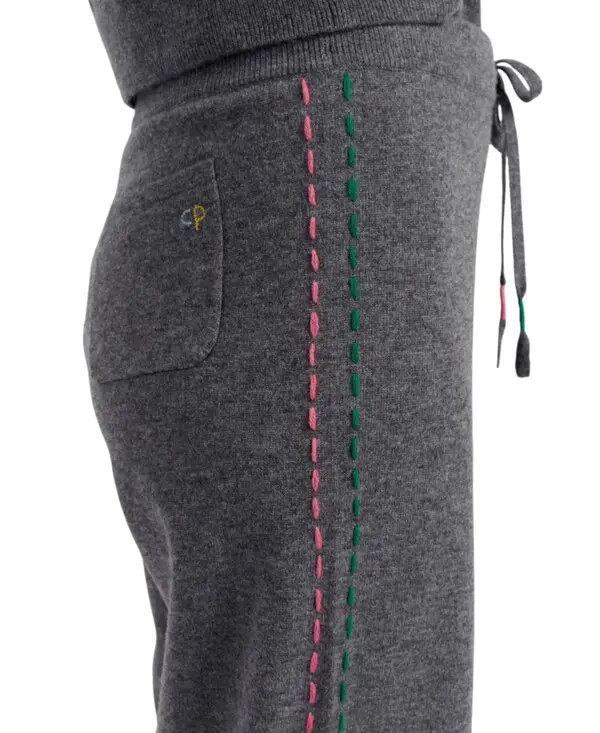 Chinti & Parker Wool-cashmere Peanuts Stripe Wide Leg Track Pants - Grey