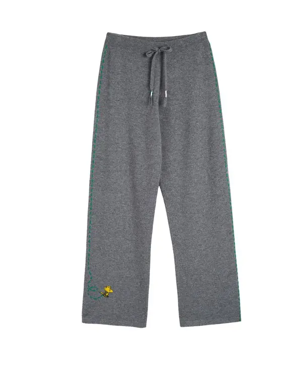 Chinti & Parker Wool-cashmere Peanuts Stripe Wide Leg Track Pants - Grey