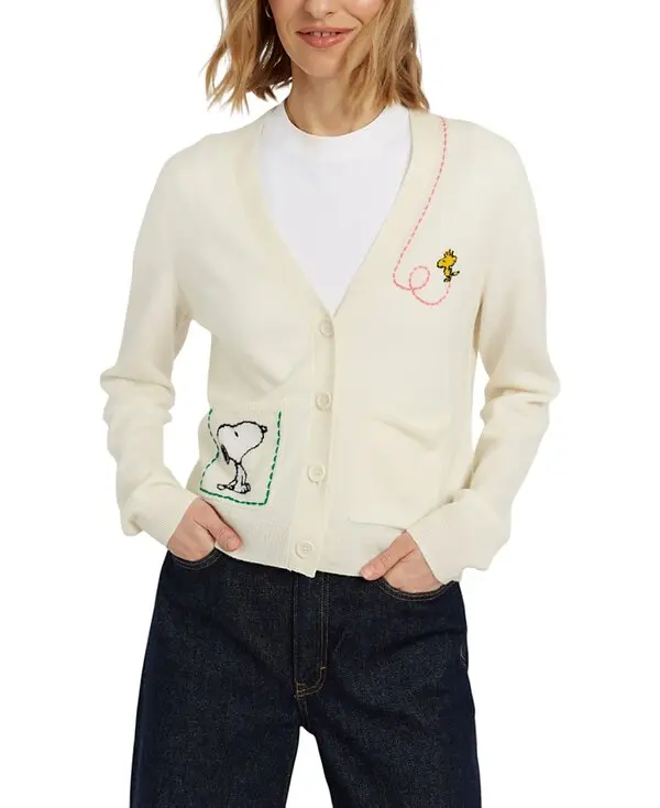 Chinti & Parker Wool-cashmere Snoopy Pocket Cardigan - Cream